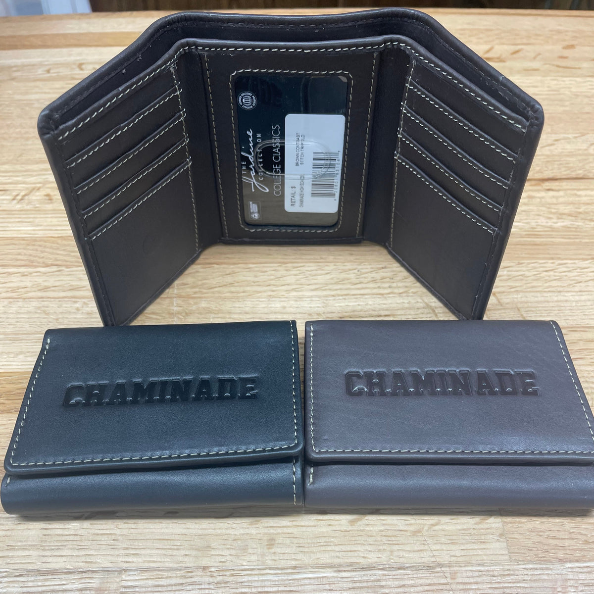 New - Antique Leather Trifold Wallet - Black or Brown – Chaminade High ...